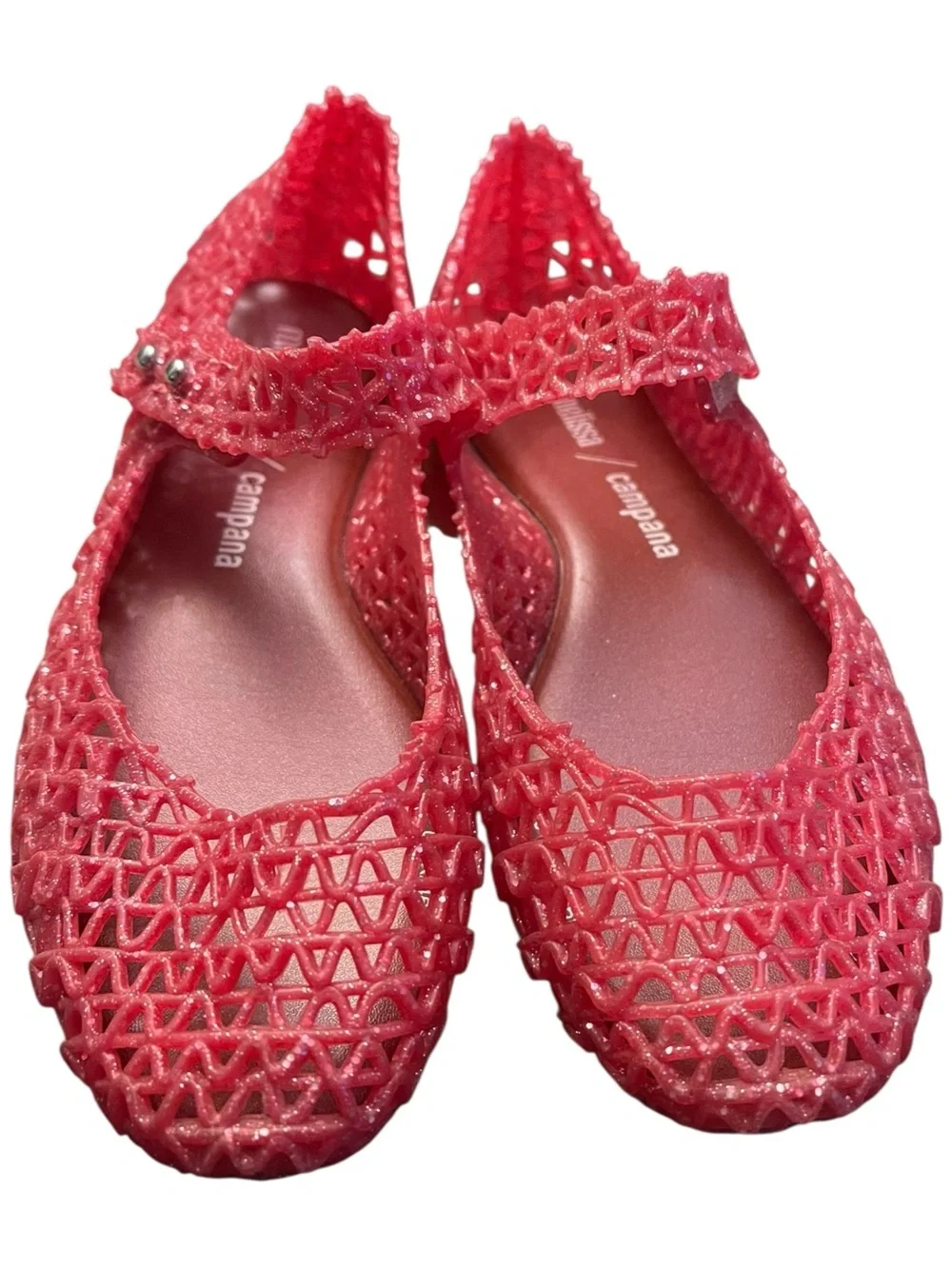 Mini Melissa | Shoes | Mini Melissa Compana Mary Jane Pinkred Glitter ...